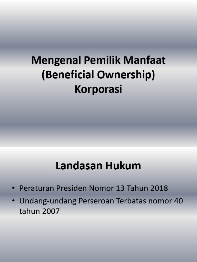 FIIL - Mengenal Pemilik Manfaat (Beneficial Ownership) Korporasi ...