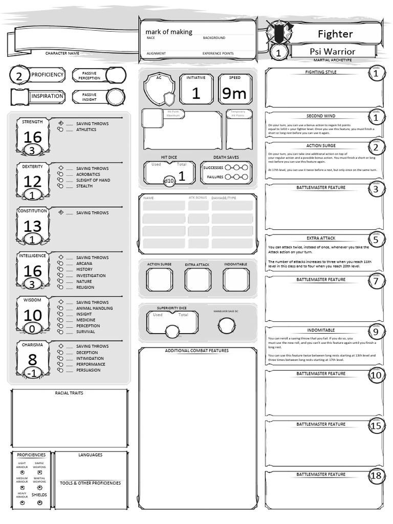 456029-Character Sheet Fighter-Bm Editable | Download Free PDF | Gaming ...