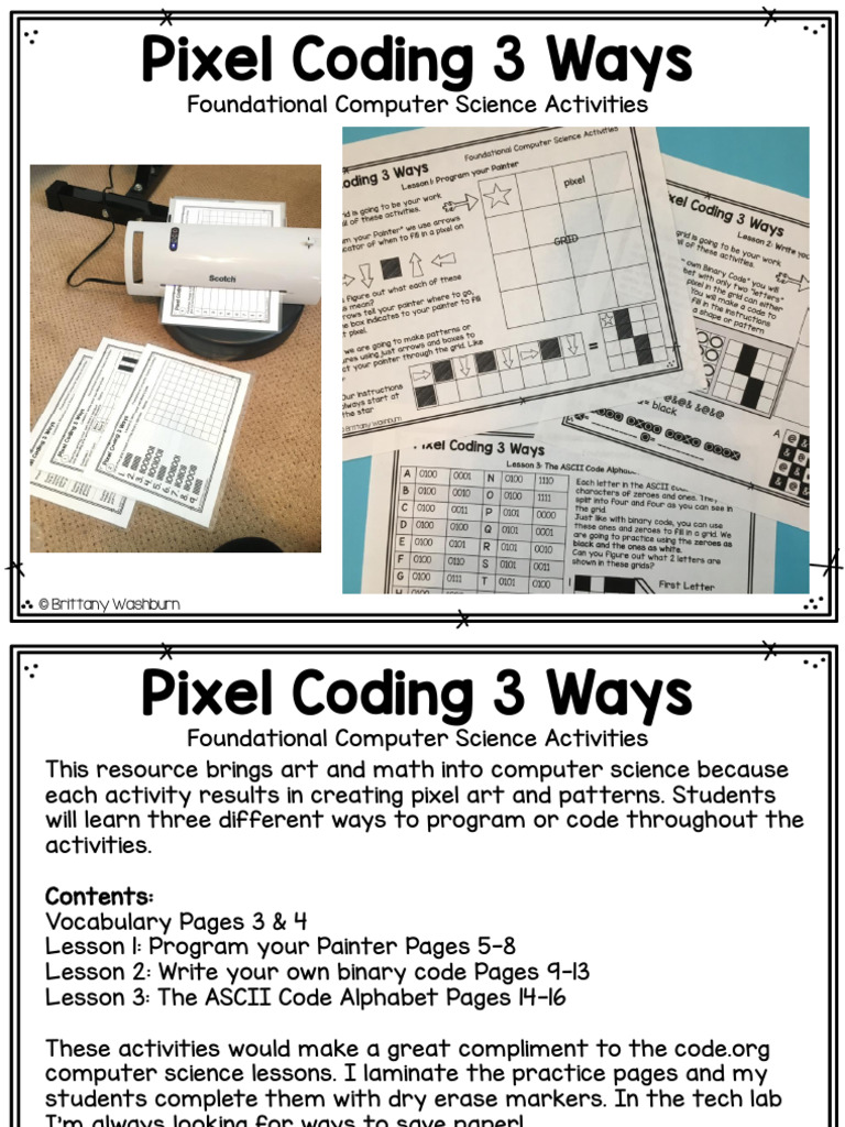 Pixel Art - Coding Unplugged | PDF | Encodings | Computer Science