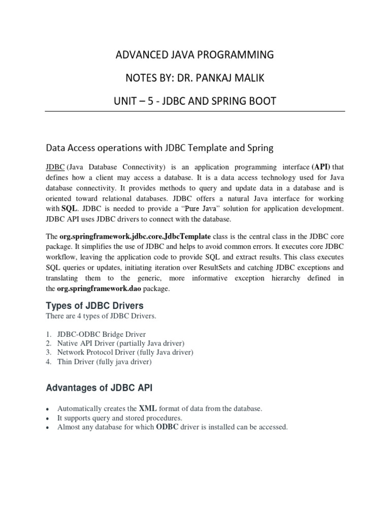 Ajp Unit 5 | PDF | Databases | Spring Framework