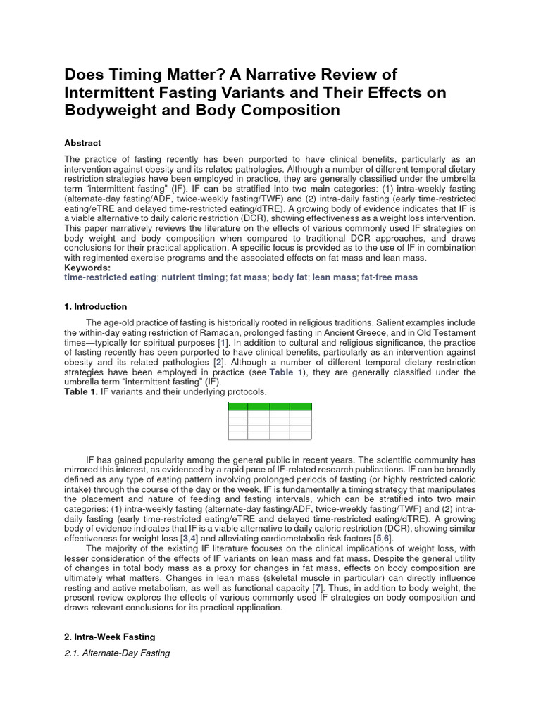 Intermittent Fast Timing AARAGON AND SCHOENFELD | PDF | Intermittent ...