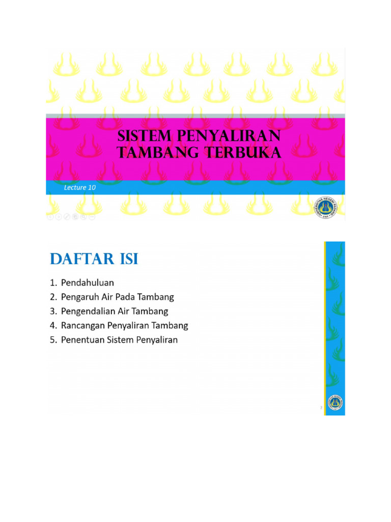 Lecture 10 - Sistem Penyaliran Tambang Terbuka - ok | PDF Lecture 10 - Sistem Penyaliran Tambang Terbuka - ok | PDF