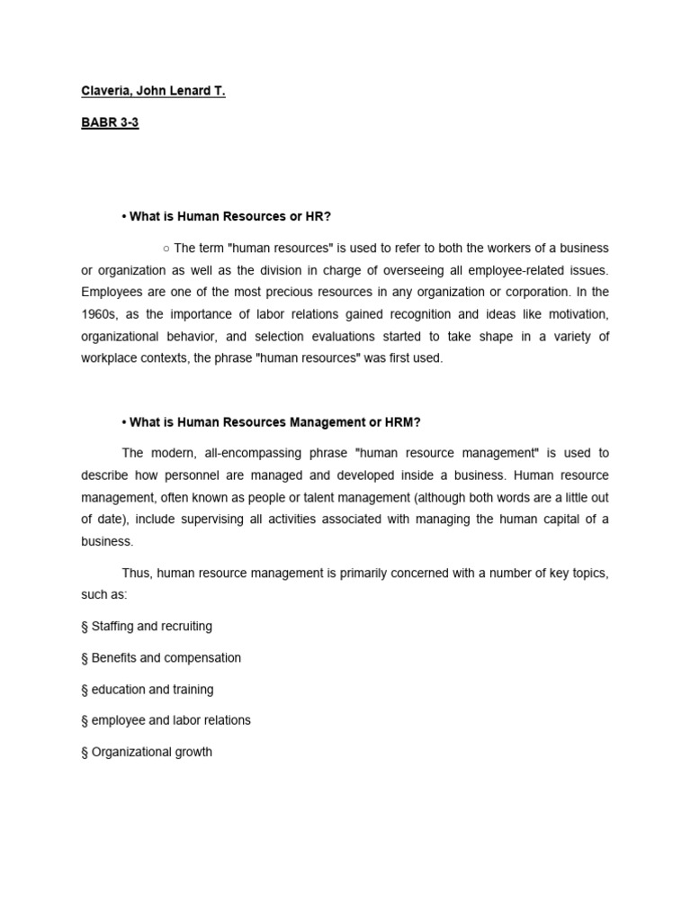 Claveria-Babr 3-3 - Bim Assgn 2 | PDF | Human Resource Management | Employment