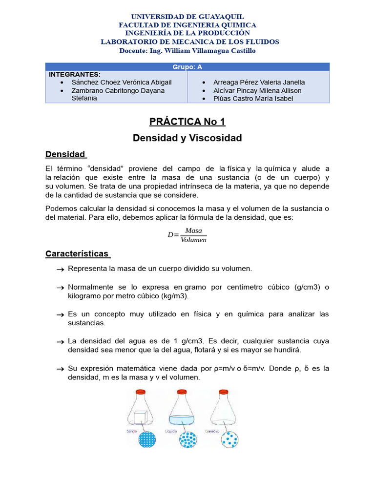 PRACTICA - DENSIDAD Y VISCOSIDAD | PDF | Viscosidad | Líquidos