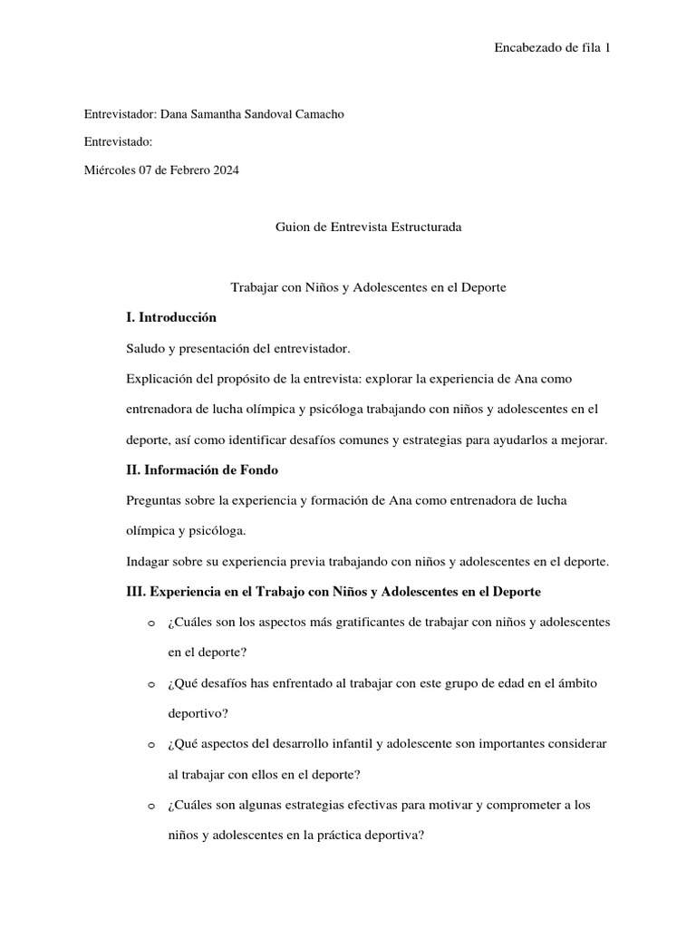 Entrevista Estructurada | PDF | Sicología | Ciencias del comportamiento