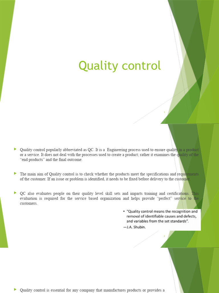03 01 Quality Control | PDF | Quality (Business) | Customer