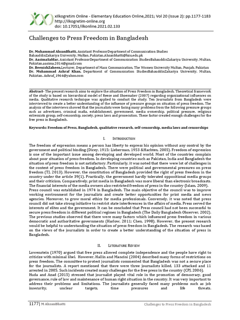 Press Freedom Challenges in Bangladesh | PDF | Freedom Of The Press | News