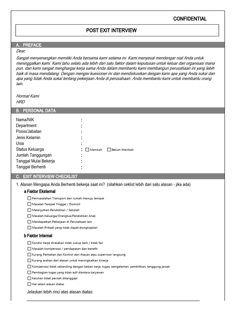 Exit Interview Form | PDF