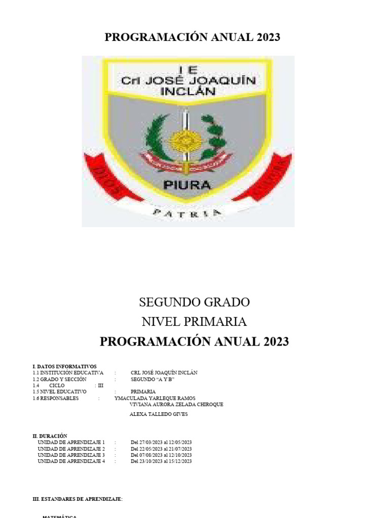 Programación Anual Segundo A-B-C | PDF | Experiencia | Las emociones
