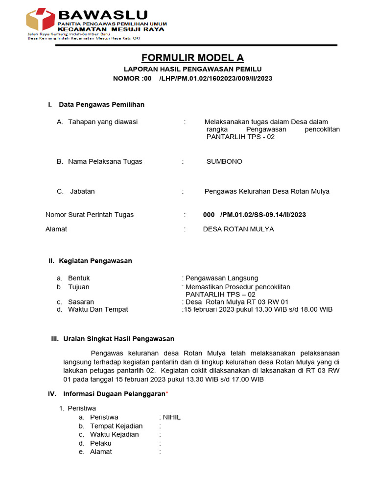 Formulir Model A 02 | PDF | Hukum