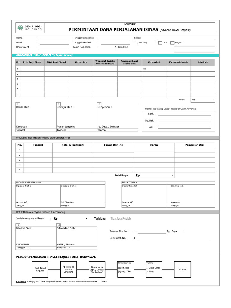 Form Perjalanan Dinas Semanggi | PDF