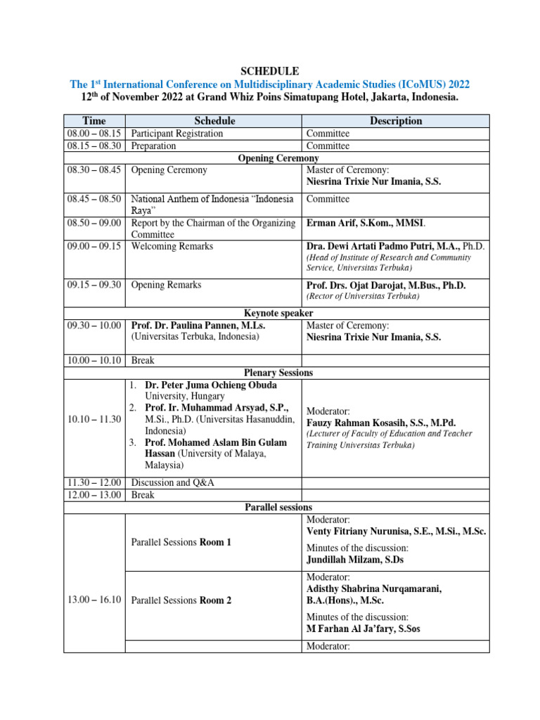 Rundown Icomus 2022 | PDF | Academic Degree | Qualifications
