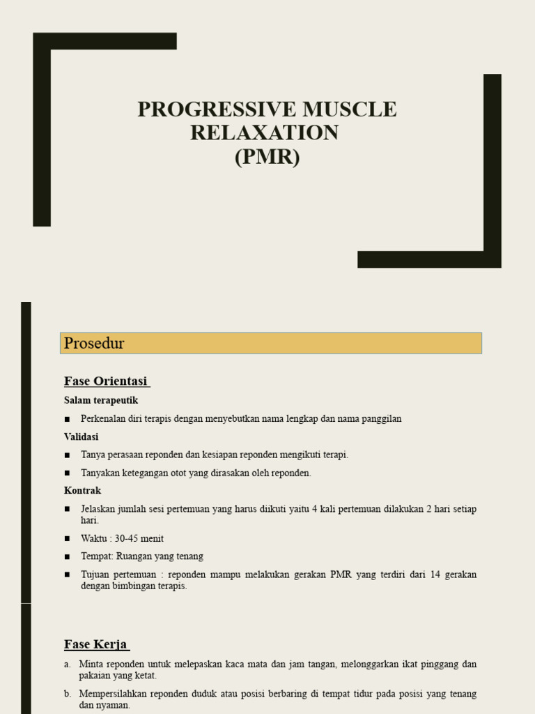 Progressive Muscle Relaxation (PMR) | PDF