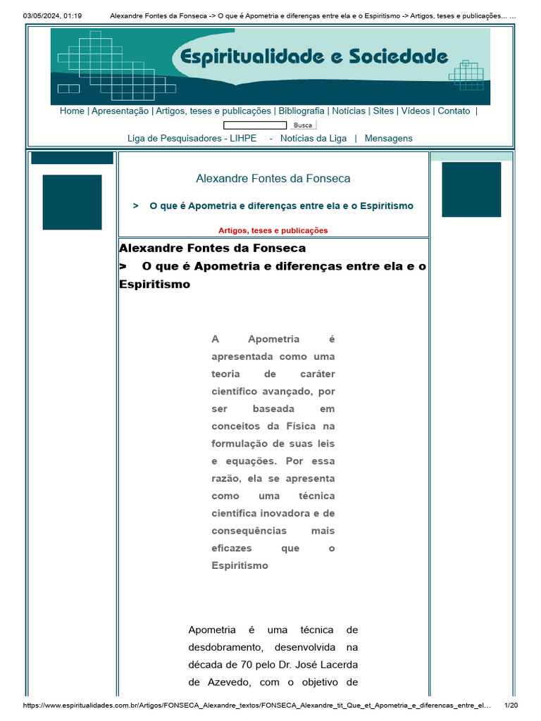 Alexandre Fontes Da Fonseca O Que É Apometria e Diferenças Entre Ela e ...
