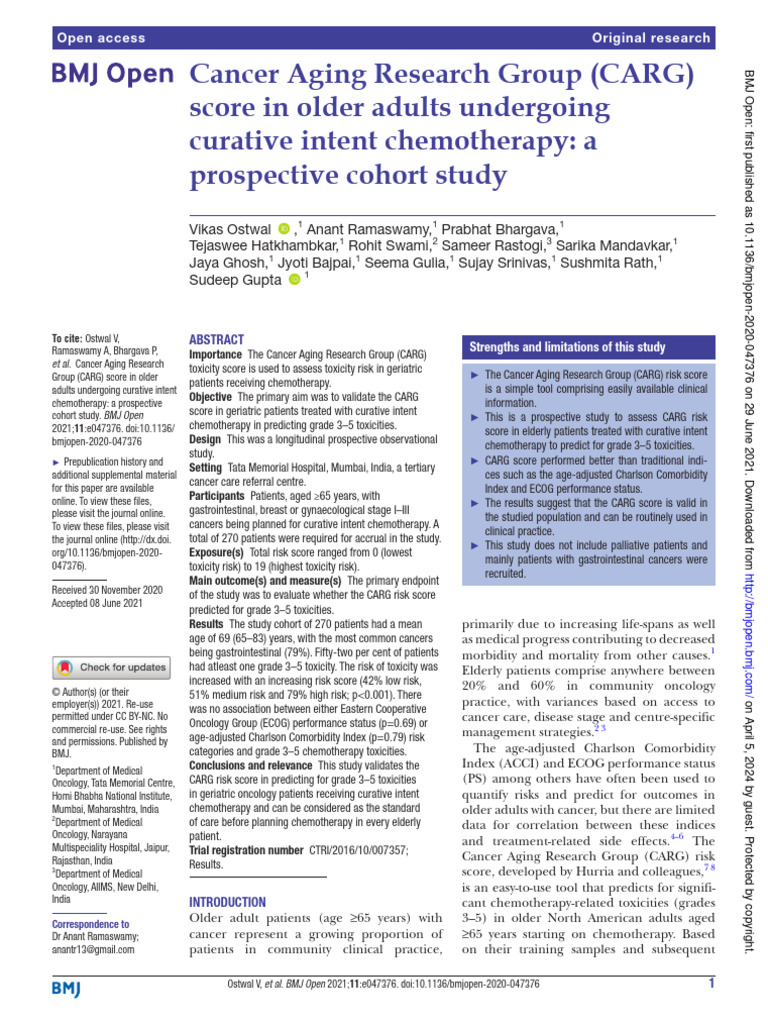 CARG | PDF | Therapy | Chemotherapy