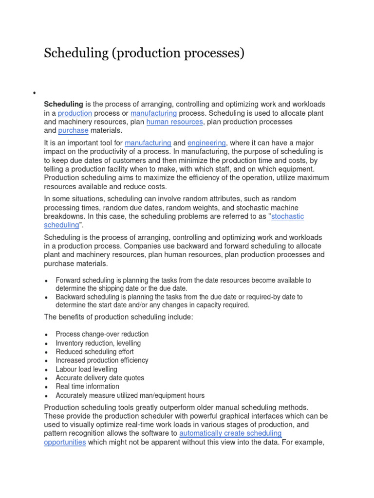 Unit -5 Scheduling Notes of Production Specilization | PDF | Scheduling ...