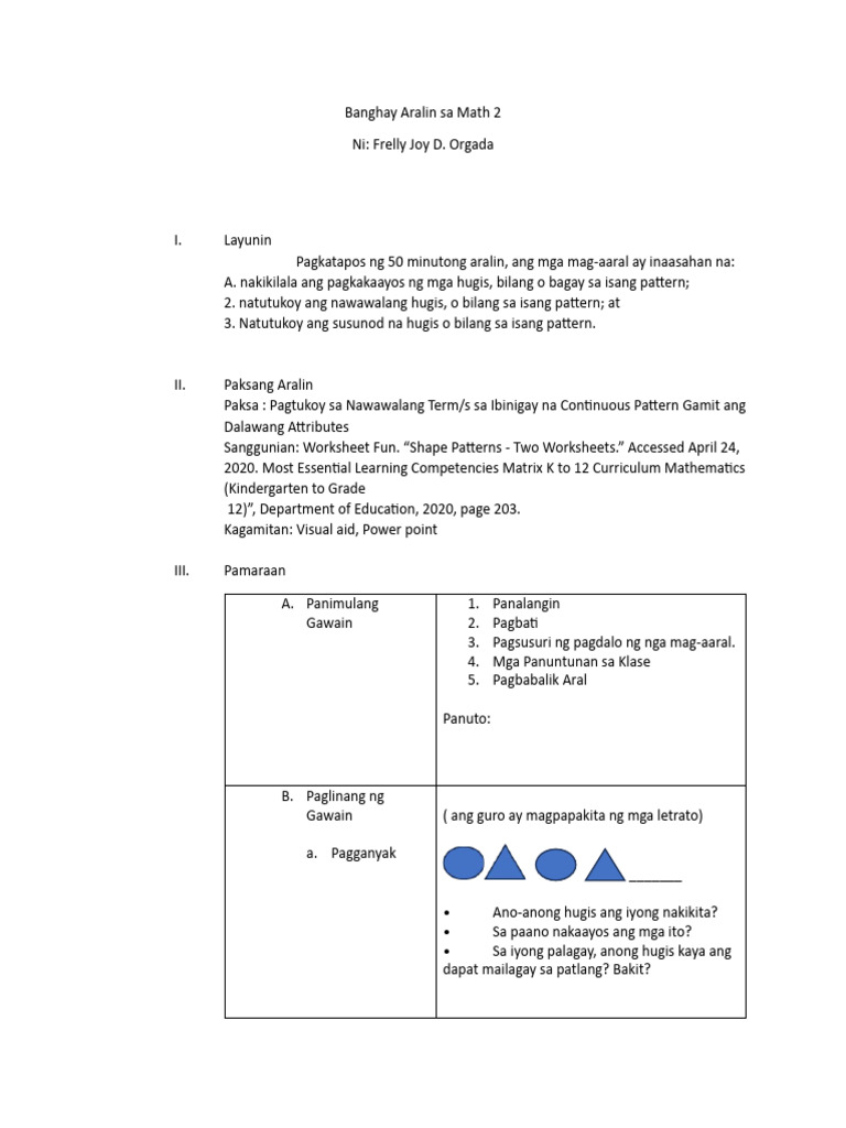 Banghay Aralin sa Math 2 | PDF Banghay Aralin sa Math 2 | PDF