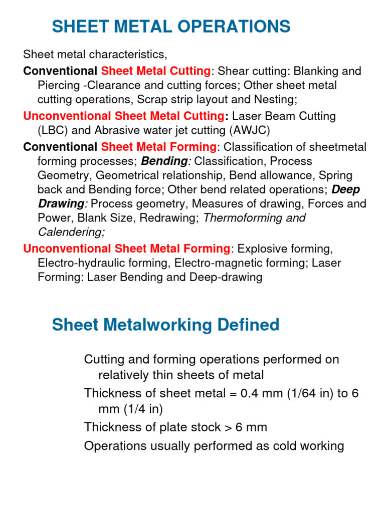 Sheet Metal Cutting and Forming Techniques | PDF | Sheet Metal | Crafts