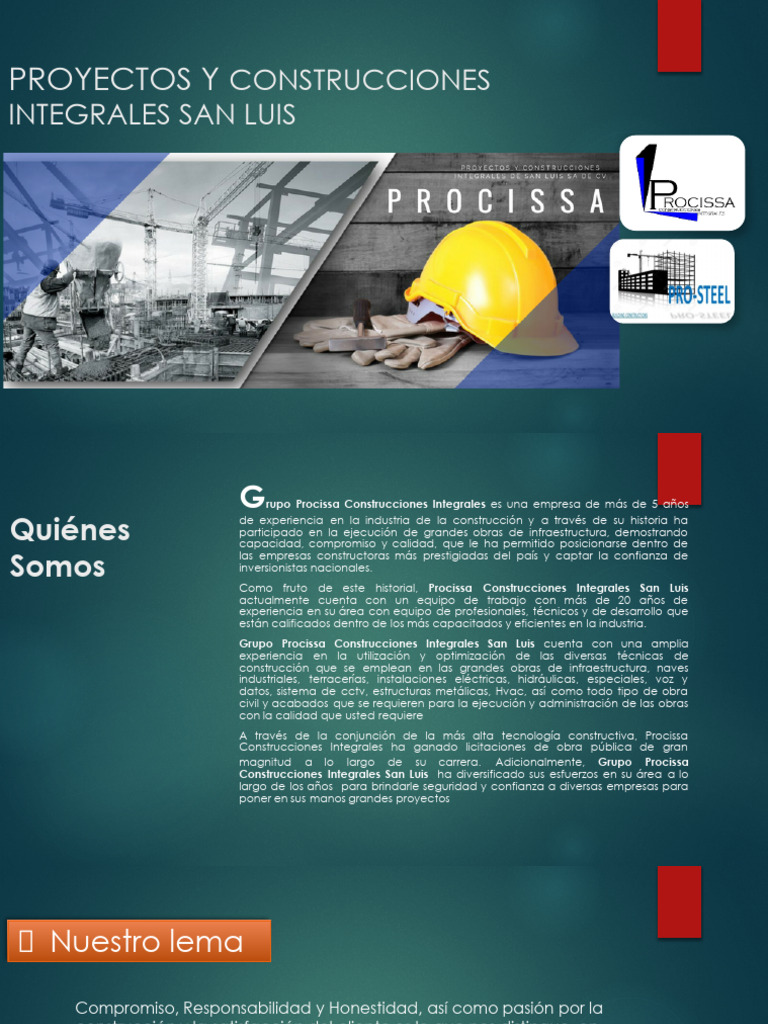 Proyectos y Construcciones Integrales San Luis CV Empresarial Act. | PDF | Calidad (comercial ...