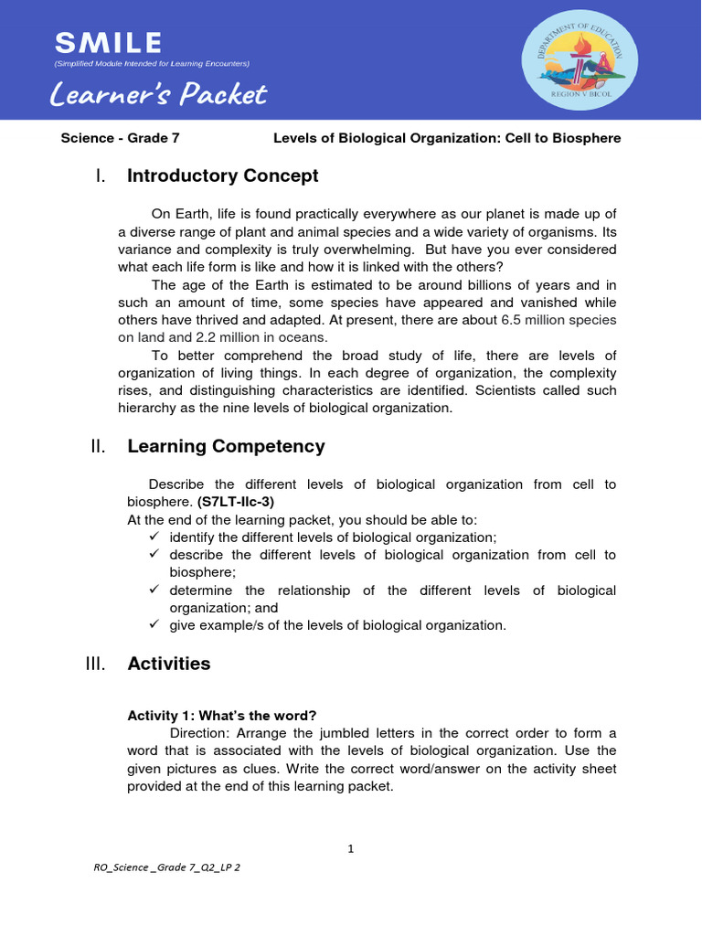 Science G7 Q2 LP2 | PDF | Tissue (Biology) | Cell (Biology)