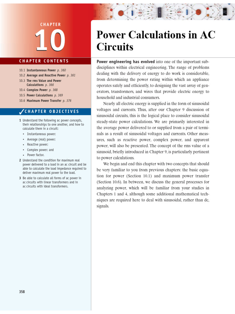 CH 4 Power Calculations in AC Circuits | PDF | Ac Power | Inductance