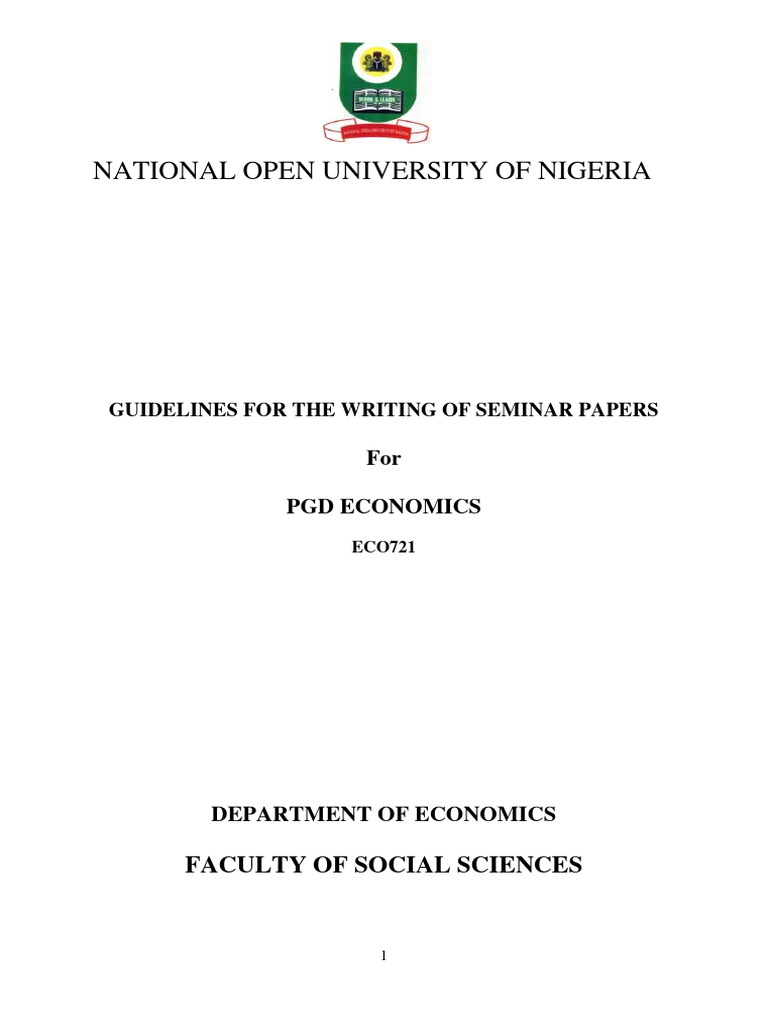 ECO721 PGD Economics Seminar Guideline - 0 | PDF | Methodology | Theory