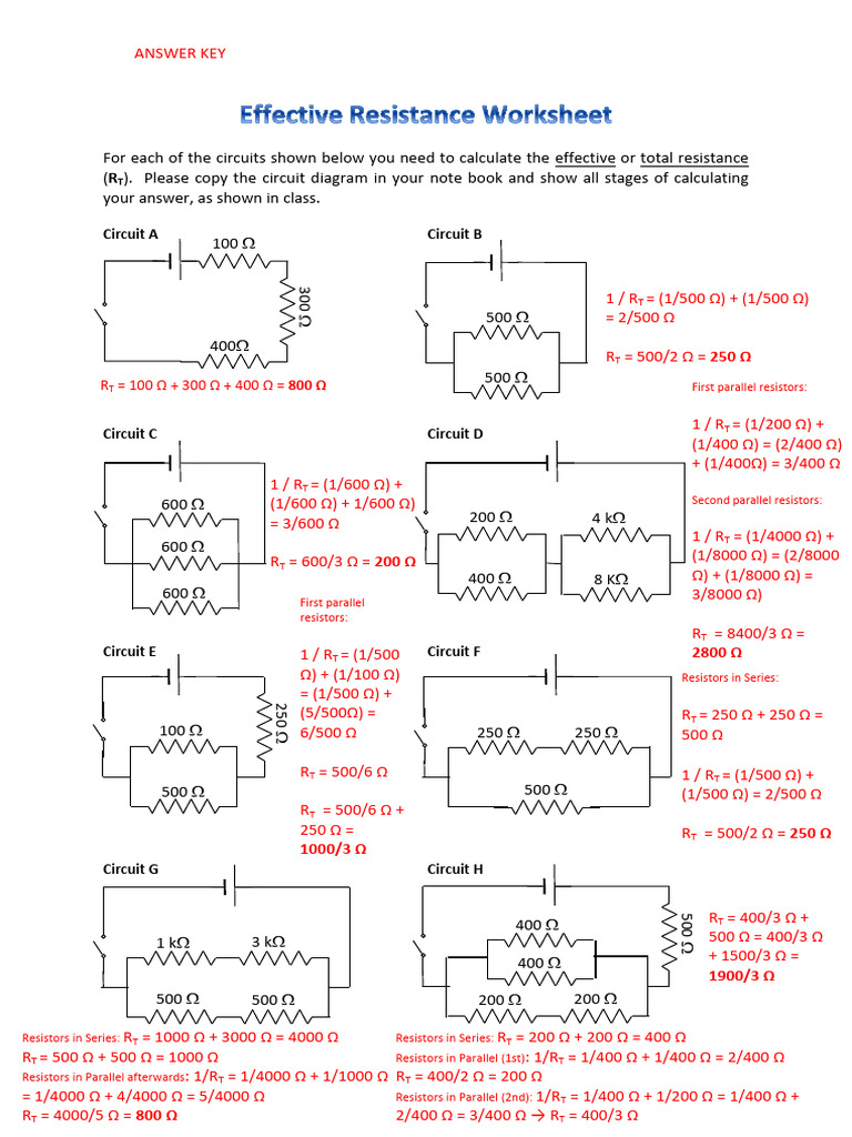 (Physics) Effective Resistance WS KEY | Download Free PDF | Series And ...