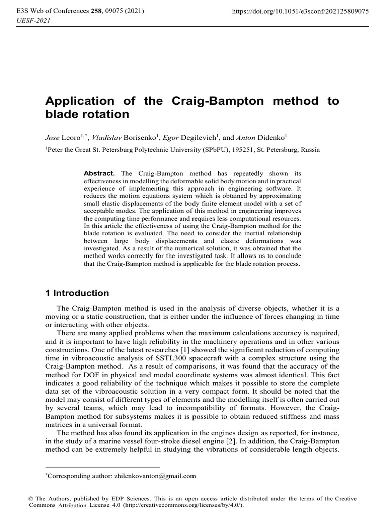 458 Application - of - The - Craig-Bampton - Method - To - Blade - Rotation LEORO | PDF | Finite ...