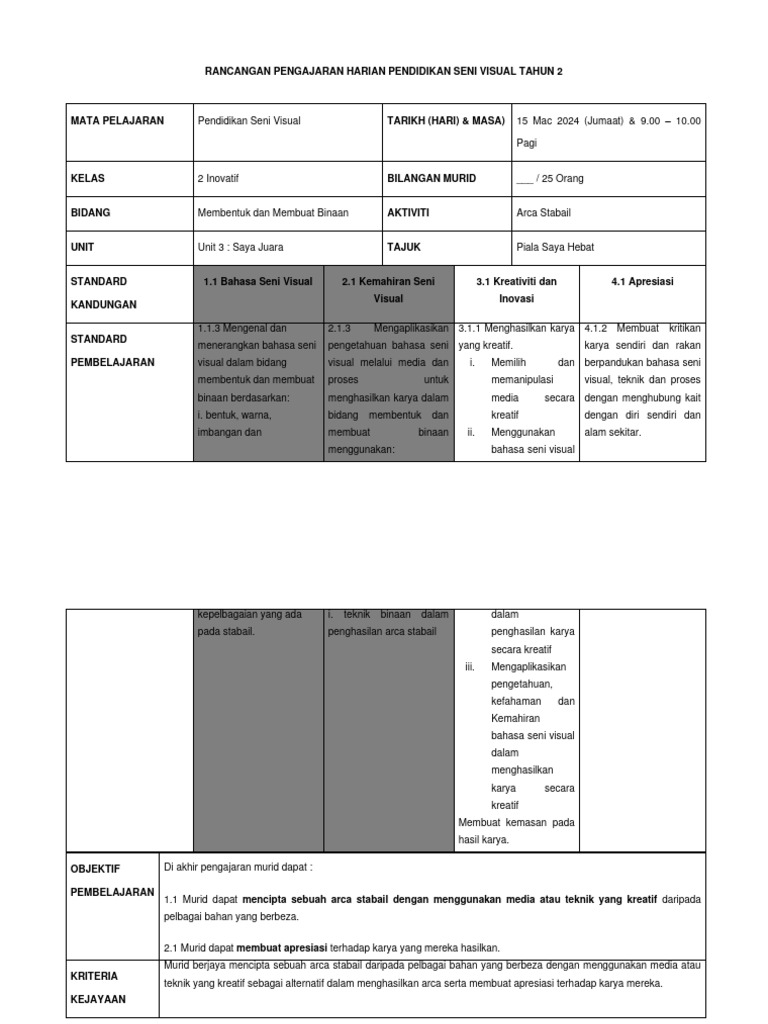 RPH 3 - Binaan Arca Stabail | PDF