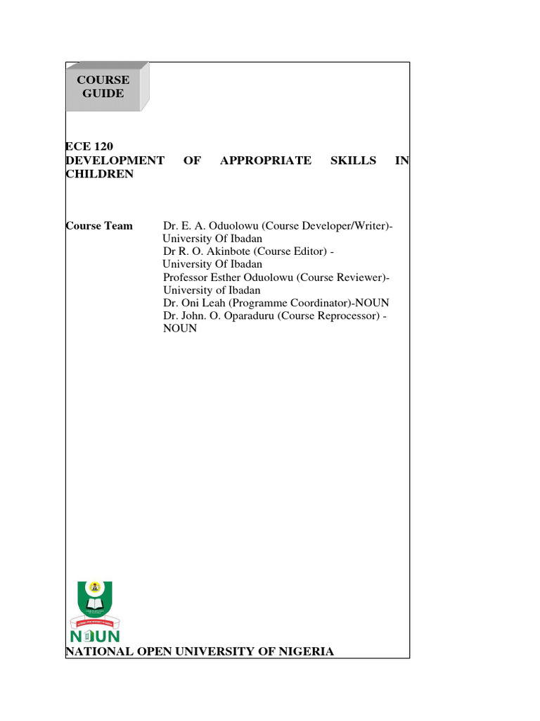 Ece 120 Development of Appropriate Skills in | PDF | Schema (Psychology ...