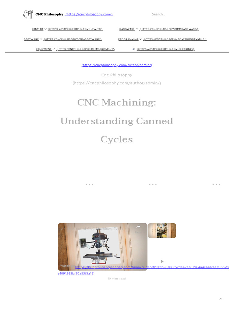 CNC Machining - Understanding Canned Cycles - CNC Philosophy | PDF ...