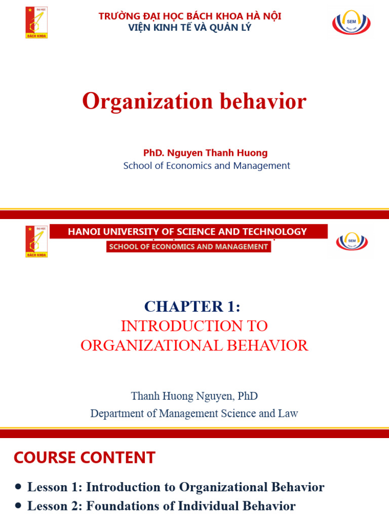 Eng_OB - Chap 1_ Ms Huong_ student | PDF | Organizational Behavior | Psychology