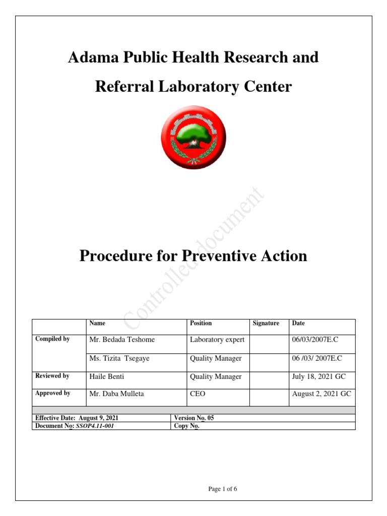 Preventive Action Procedure Overview | PDF | Internal Audit | Laboratories