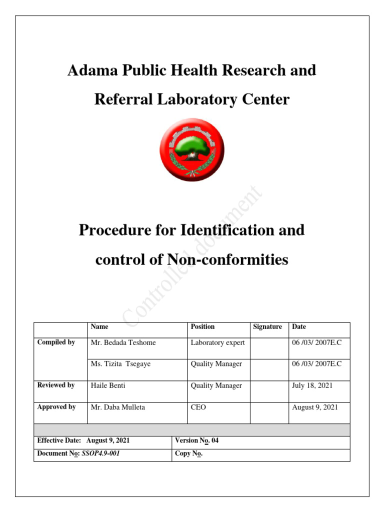 Procedure For Identification and Control of Non-Conformances | PDF ...