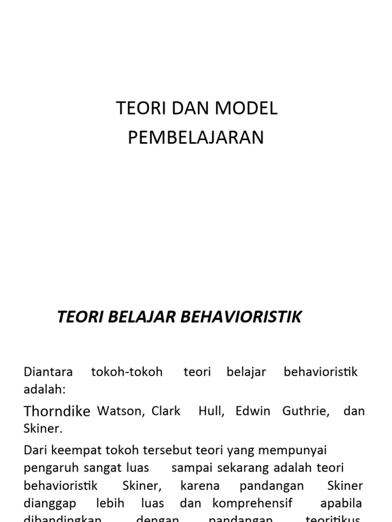 TEORI DAN MODEL PEMBELAJARAN Edit Griya Astoeti | PDF