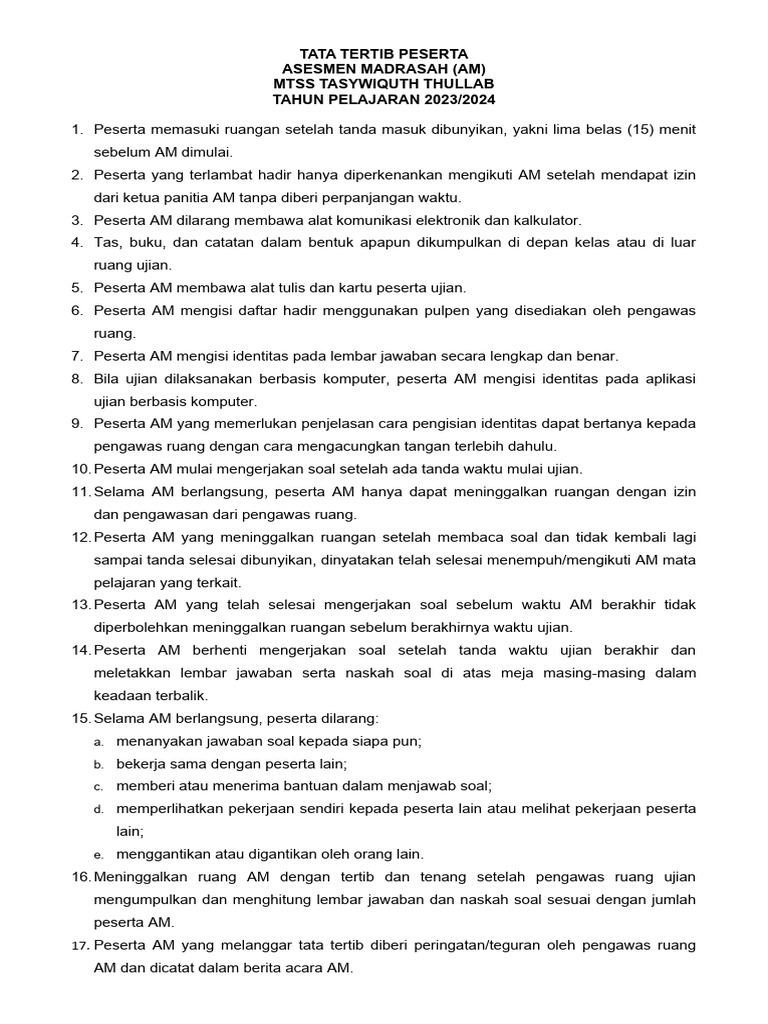 Tata Tertib Peserta | PDF