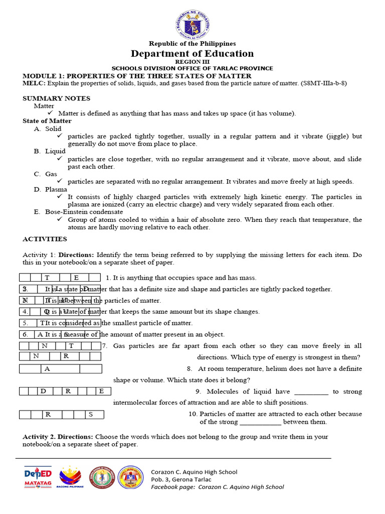 G8 LAS 3rdQ | Download Free PDF | Atoms | Matter