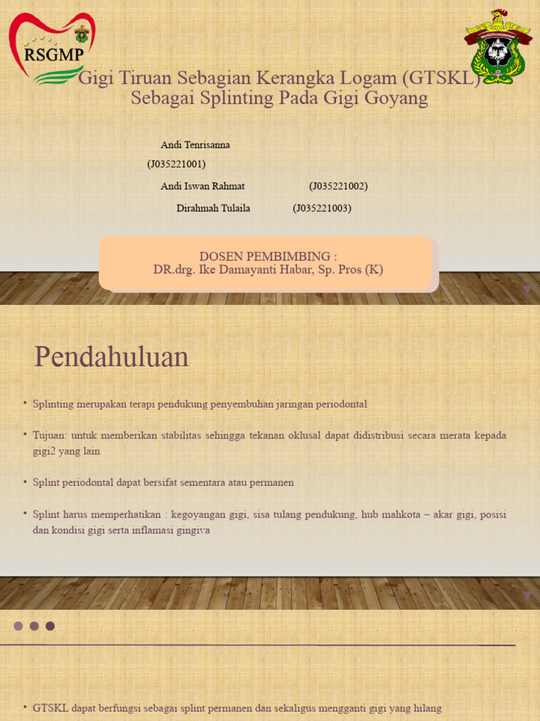 GTSKL Sebagai Splinting Pada Gigi Goyang | PDF