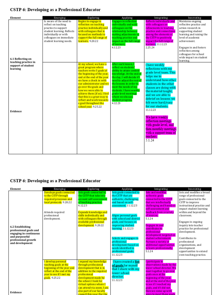 CSTP 6 - Spring | PDF | Teachers | Learning