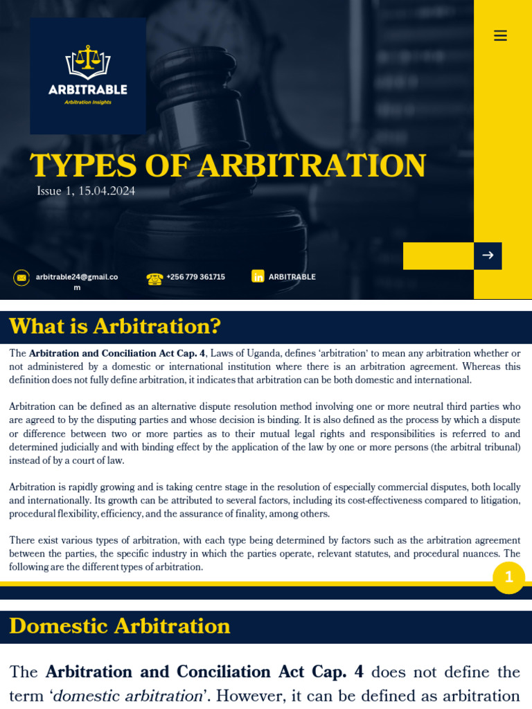 Types of Arbitration - Issue 1, 15.04.2024 | PDF | Arbitration | Justice