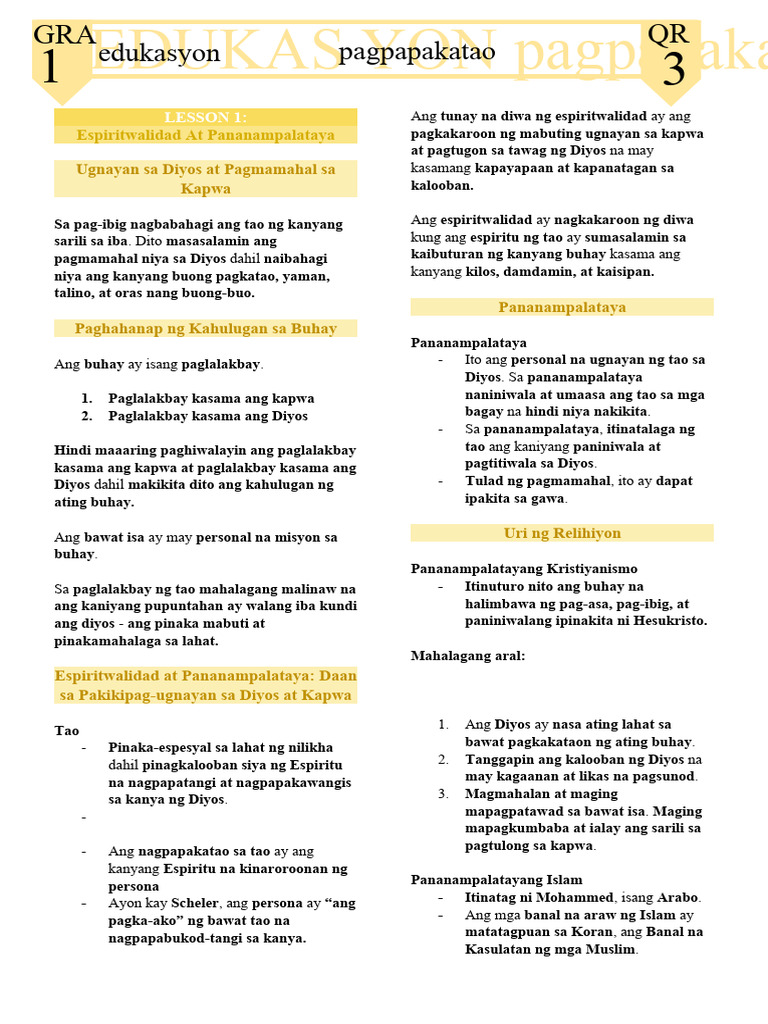 ESP 3RD QUARTER | PDF