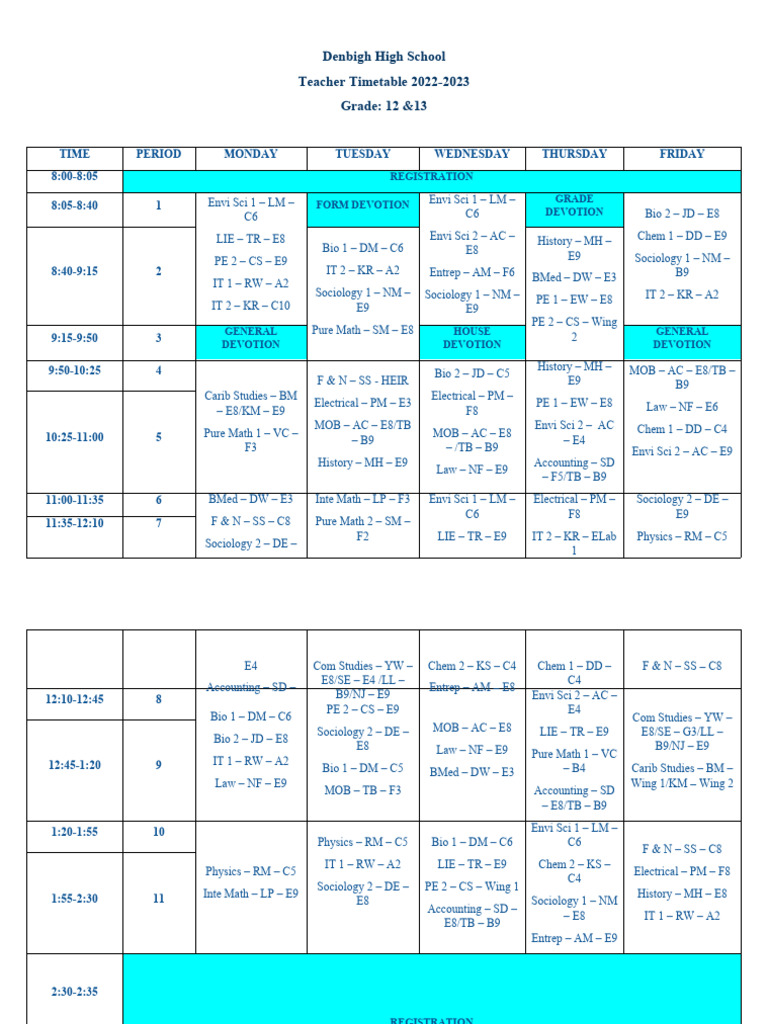 6th Form Timetable | PDF