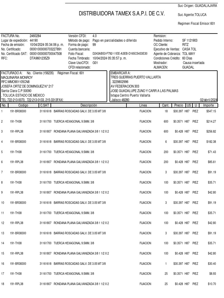 Distribuidora Tamex S.A.P.I. de C.V. | Descargar gratis PDF | Dinero | Bancario