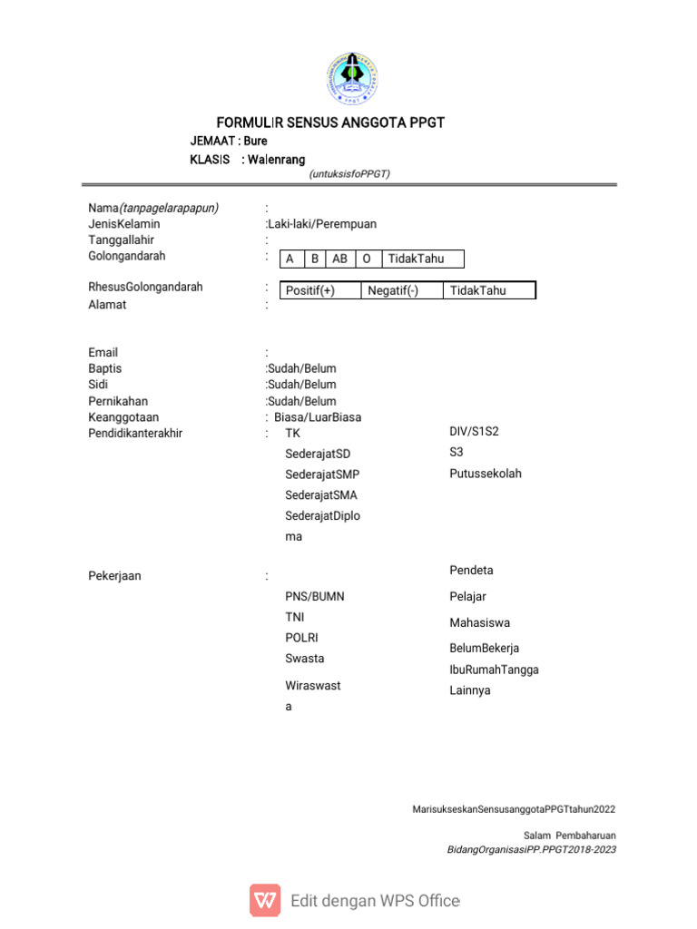 2formulir Sensus PPGT 2022 | PDF