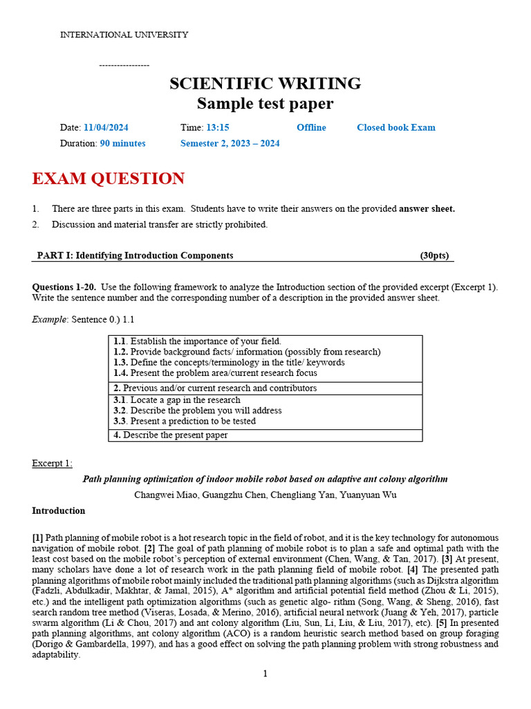Sample - Scientific Writing Midterm Test Paper V2 | PDF | Mathematical ...