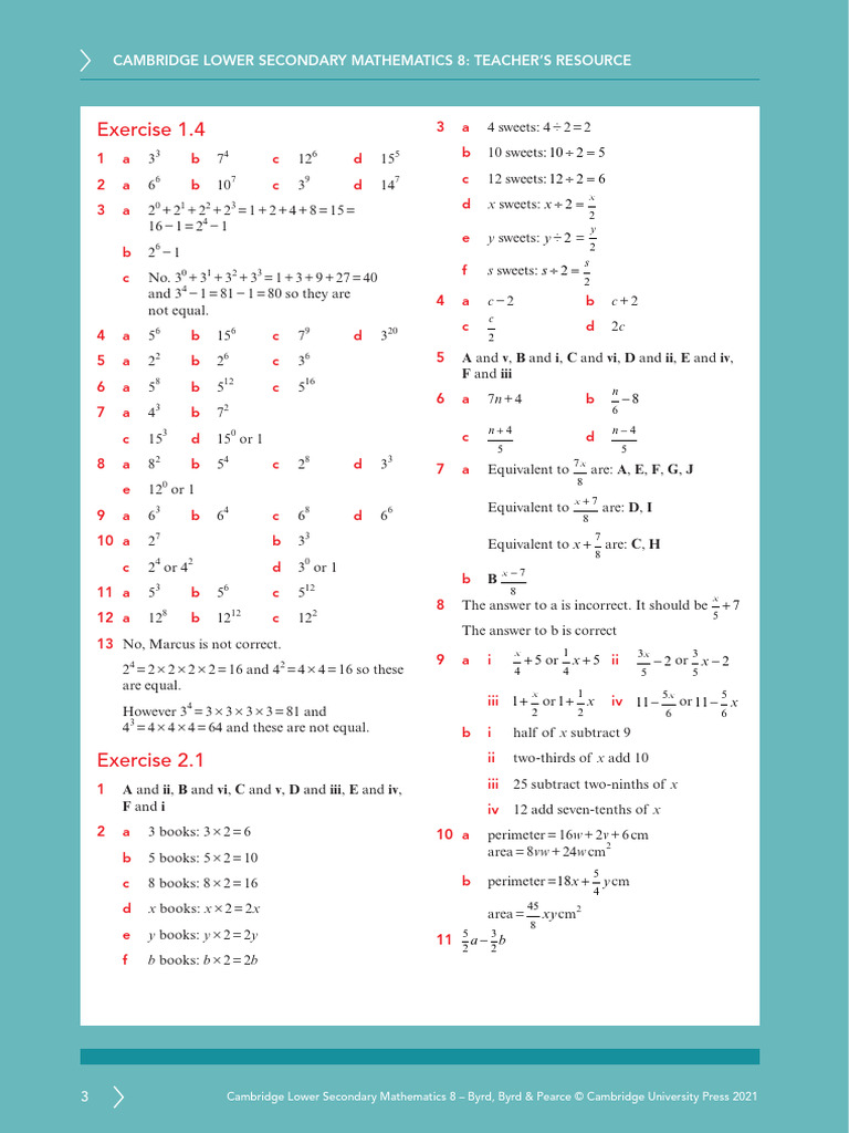 Workbook Answers Y7 Unit 2 | Download Free PDF | Mathematics ...