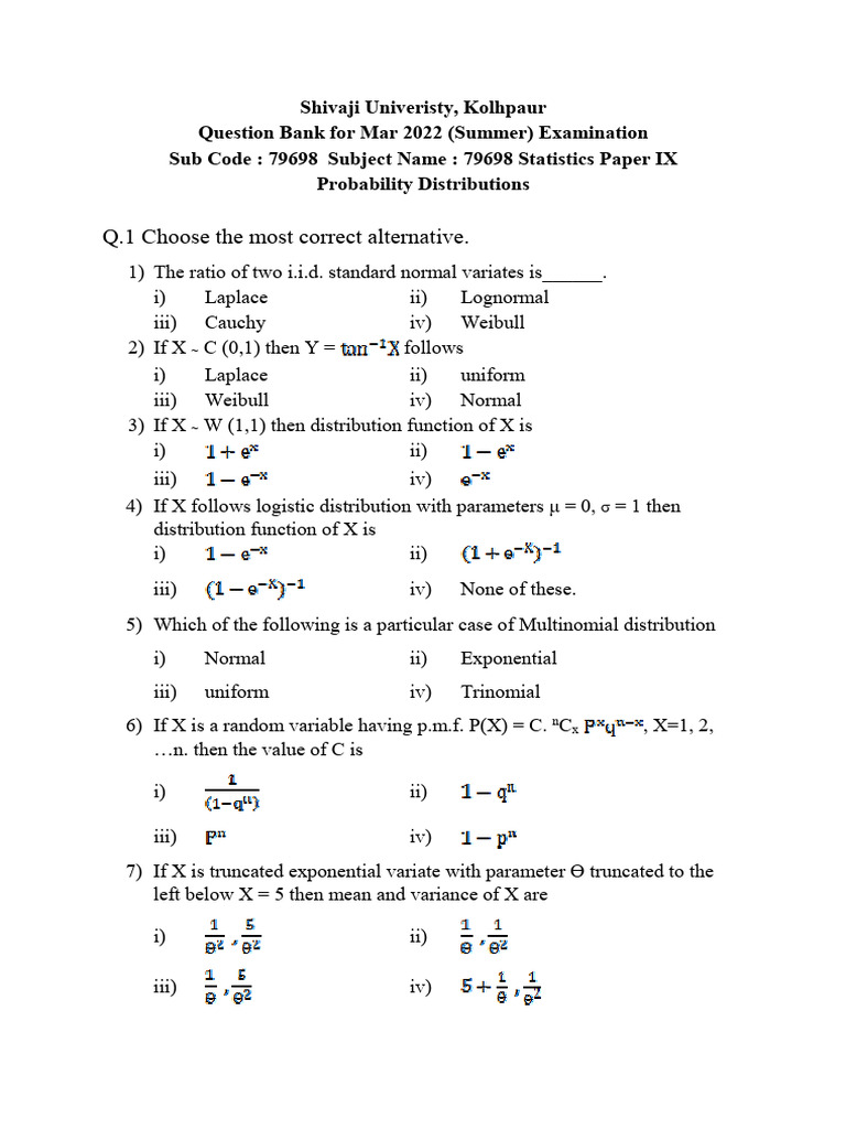 B.Sc. III STATISTICS (Paper IX) | PDF | Normal Distribution ...