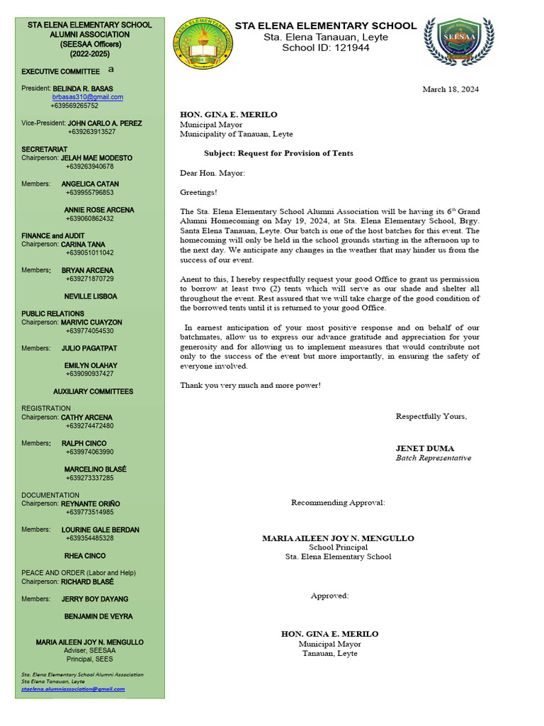 Letter Request For Tent | PDF