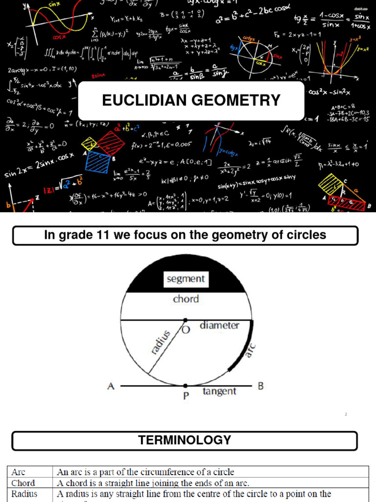 Euclidean Geometry Theorems | PDF | Circle | Perpendicular