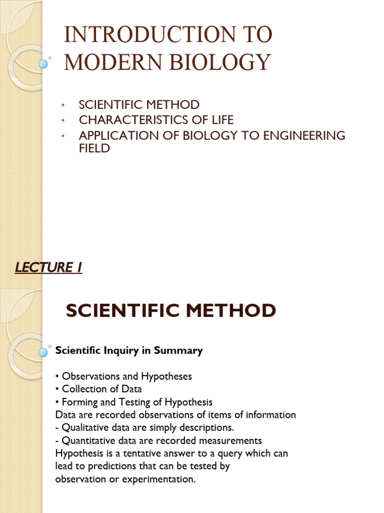 Introduction To Modern Biology | PDF | Cell (Biology) | Life
